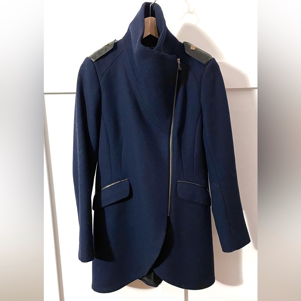 French Connection // Navy Blue Asymmetrical Cutaway C… - Gem